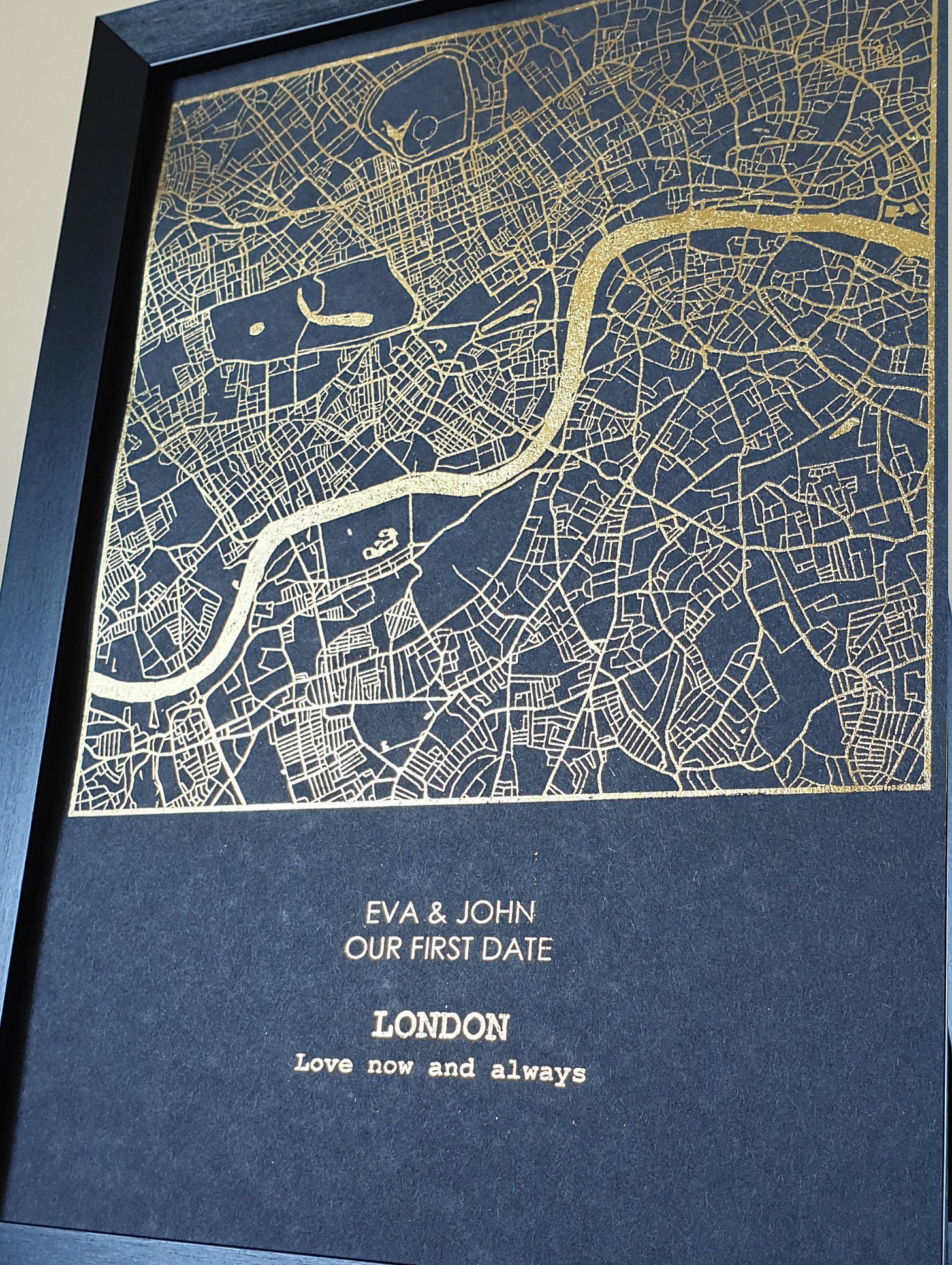 A4 Custom Foil Map Print of Any Location Personalised Copper | Etsy UK