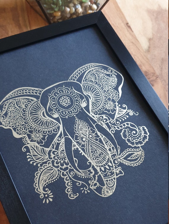 A4 Metallic Foil Elephant Wall Art Boho Print in Copper - Etsy