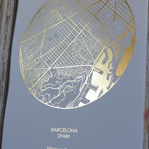 A4 Custom Foil Round Map Print of Any Location, Personalised Copper ...