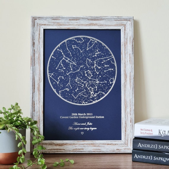 A4 Custom Foil Star Map Print of Any Location Any Date | Etsy