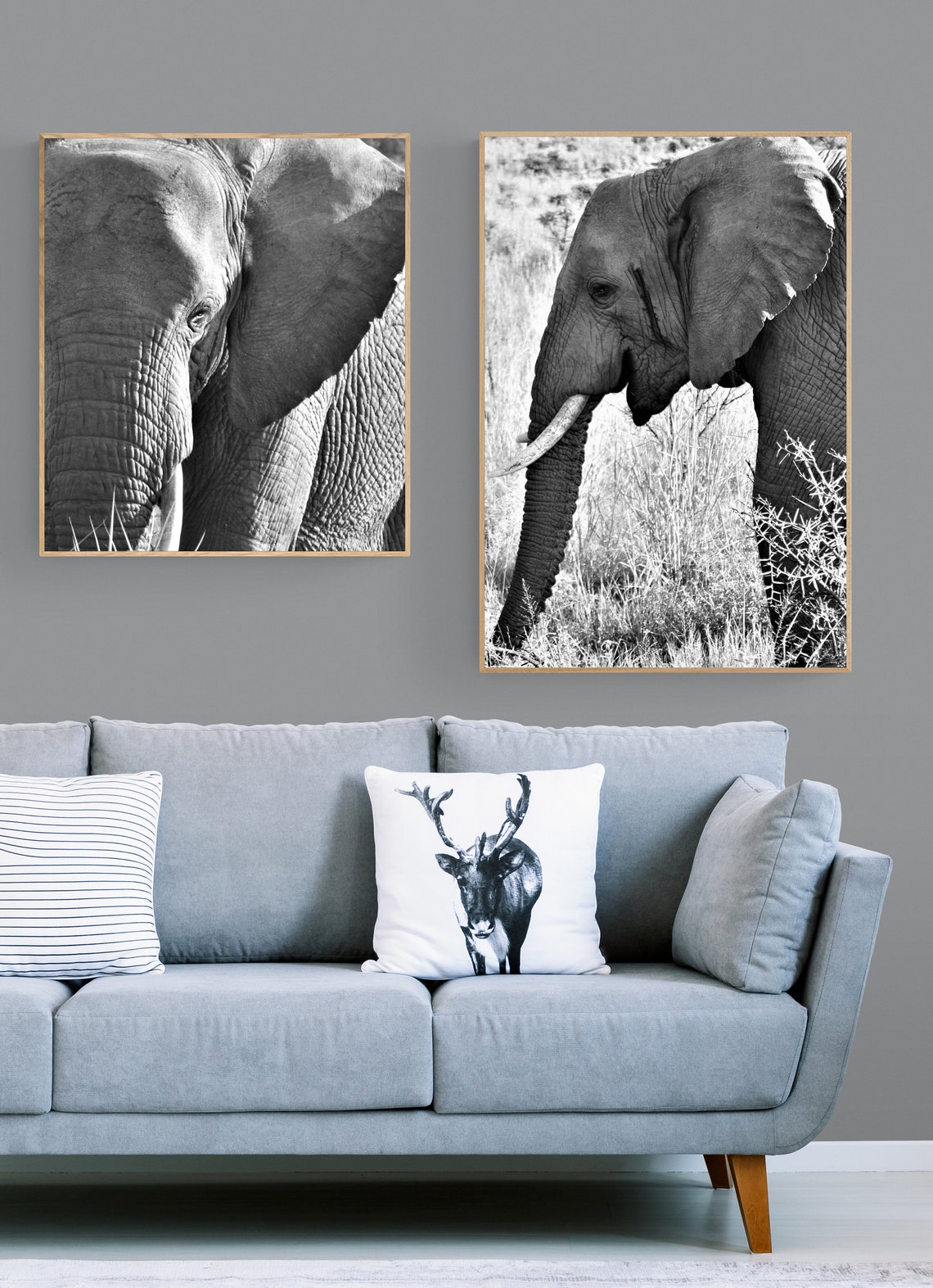 Elephant Print, Black and White, Printable Wall Art, Digital Download ...