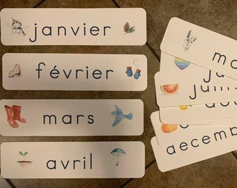 FRENCH Months of the Year 3 Part Cards Printable - Etsy