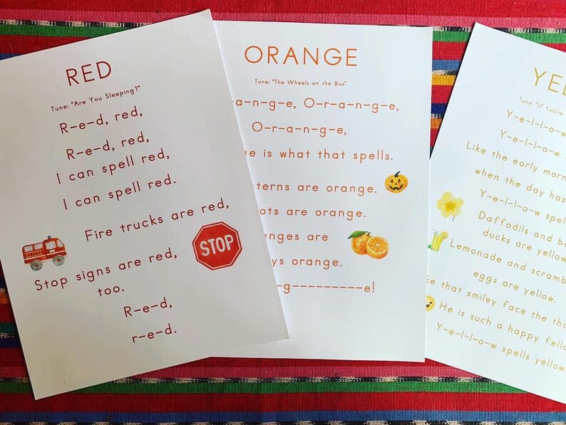 Color Song Spelling Posters, Readers, Word Work and Handwriting - Etsy