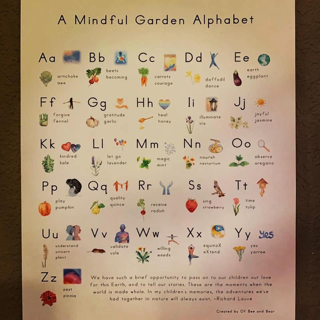 A Mindful Garden Alphabet - Printable Poster - Etsy
