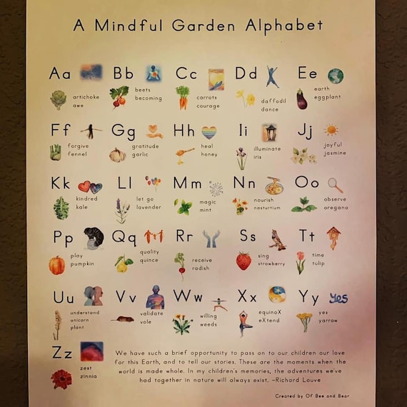A Mindful Garden Alphabet Printable Poster | Etsy UK