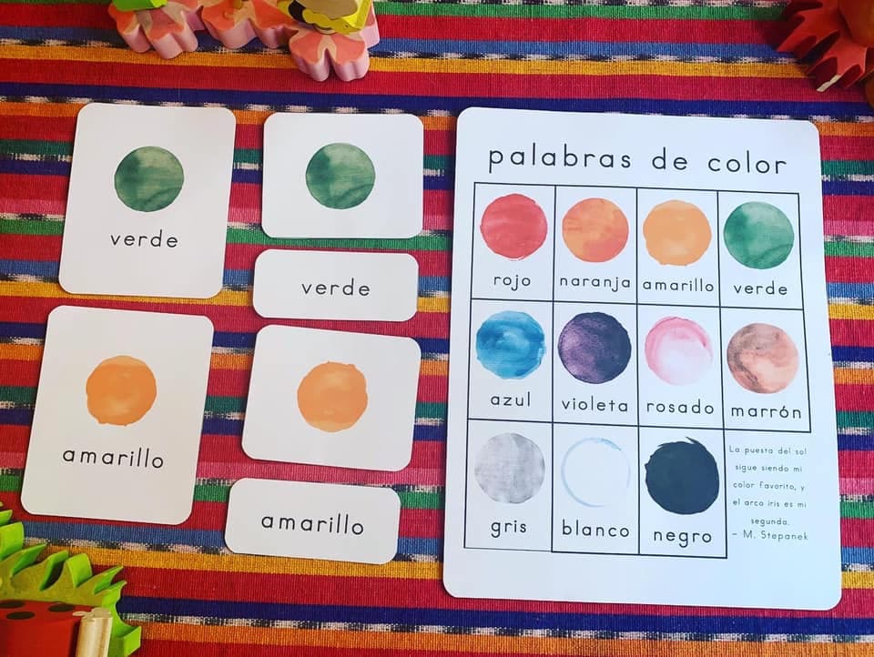 Spanish Color Word Cards and Poster - Etsy