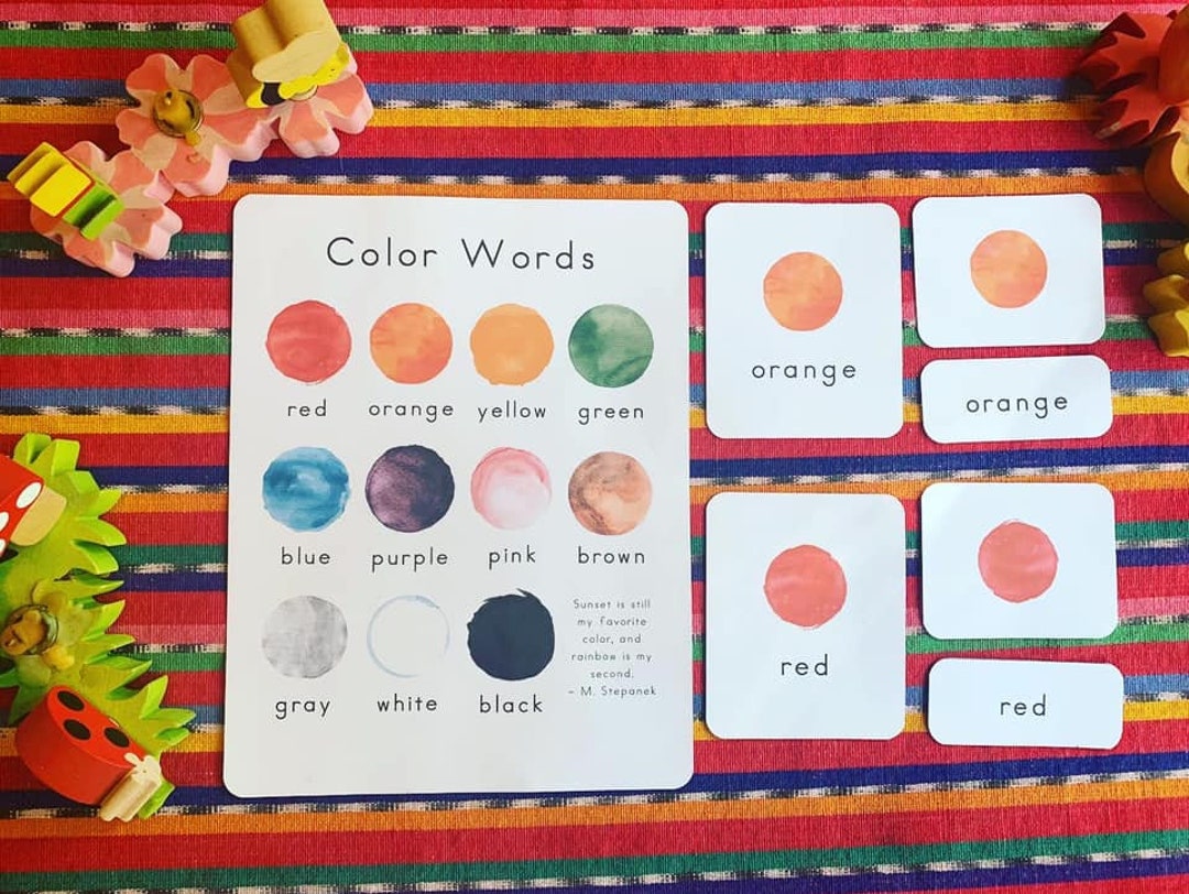 Color Words Poster and Three Part Word Cards - Etsy