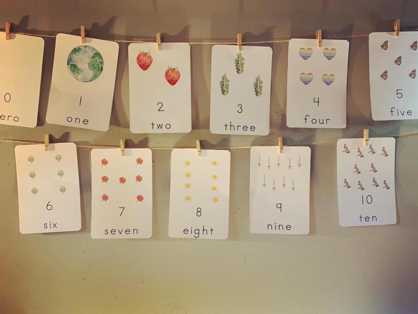 Number Counting Cards 0-20 for Wall Decor or Math Work | Etsy