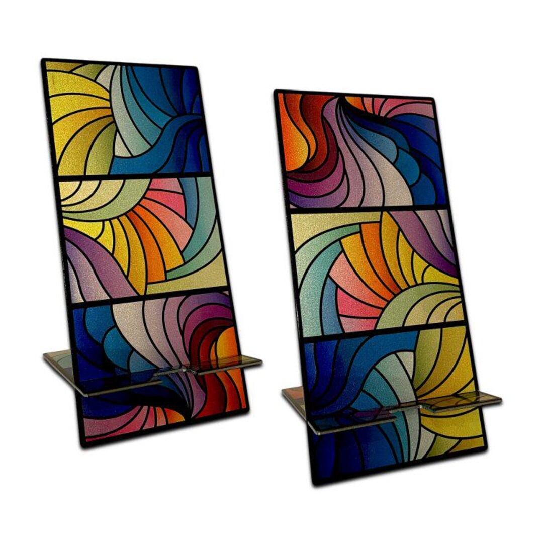 Handmade Stainless Steel Smartphone Stand: Checkers Maze Rainbow ...