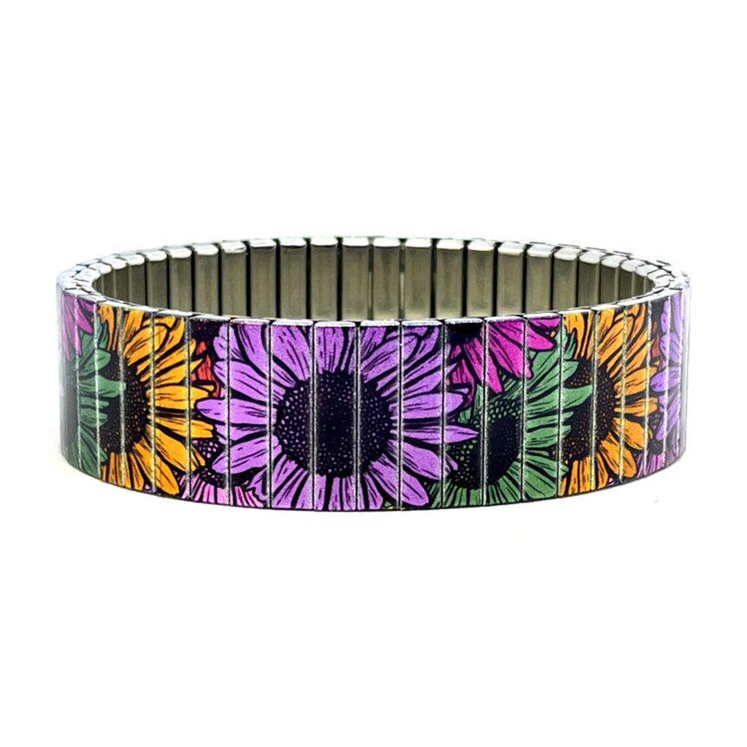 Urband London Stainless Steel Stretch Bracelet: Floral Wrist Art - Etsy