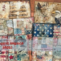 Patriotic Digital Paper Vintage Flag Scrapbook Kit Military Journal ...