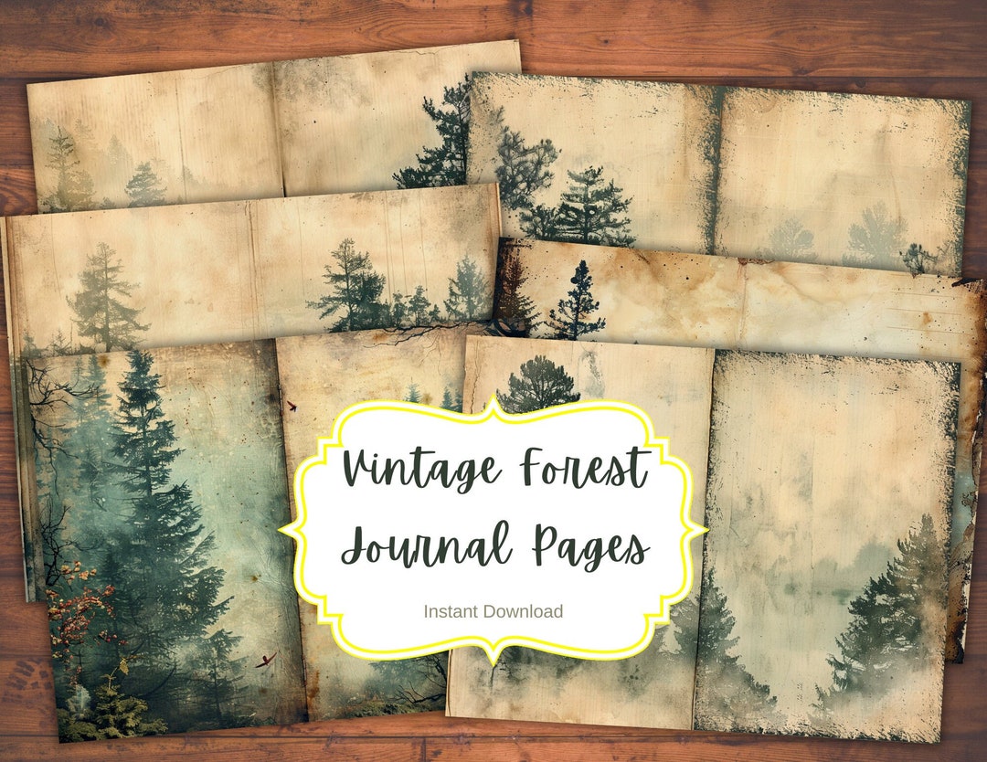 Forest Journal Pages, Digital Junk Journal Papers, Vintage Forest ...