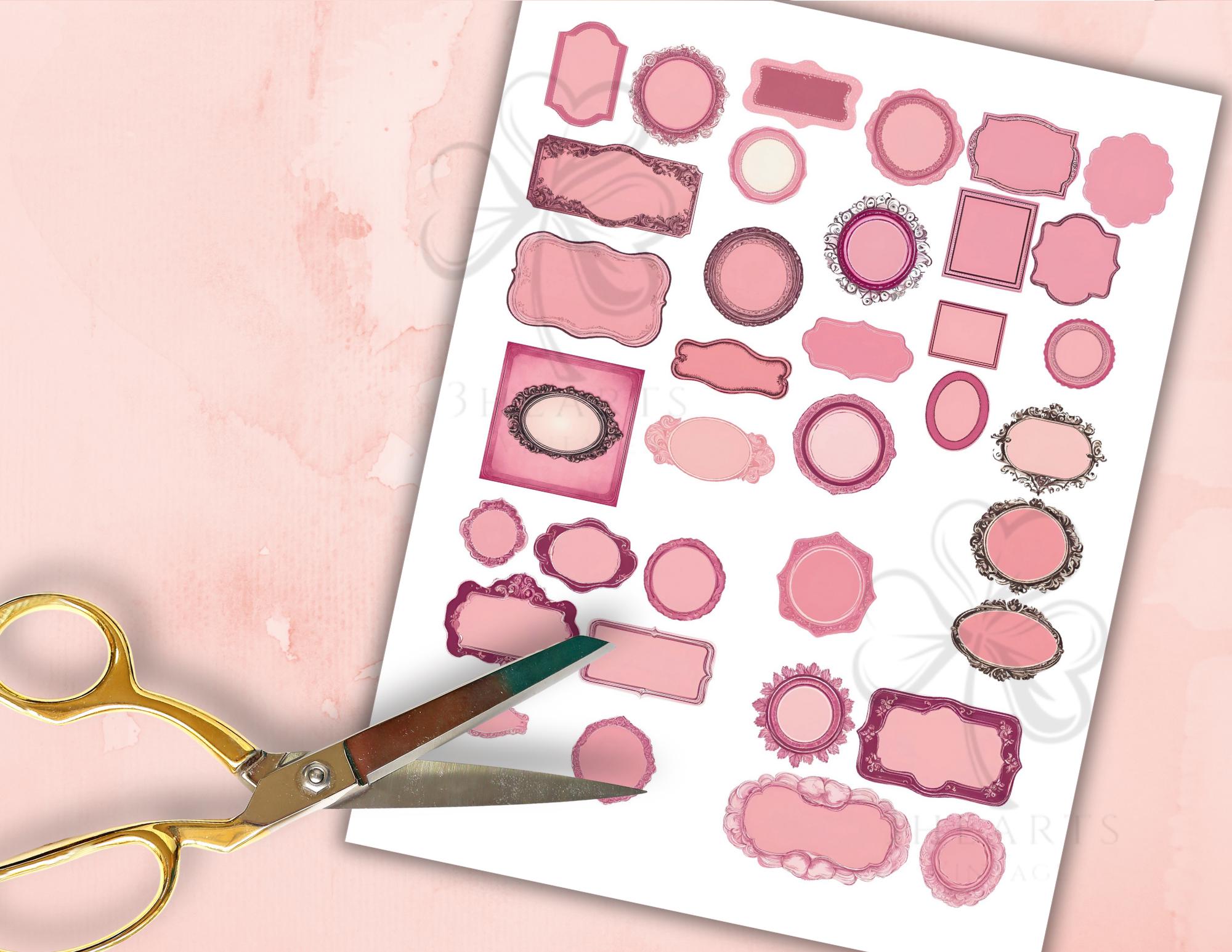 Vintage Pink Blank Labels: Ephemera for Junk Journal (digital Download ...