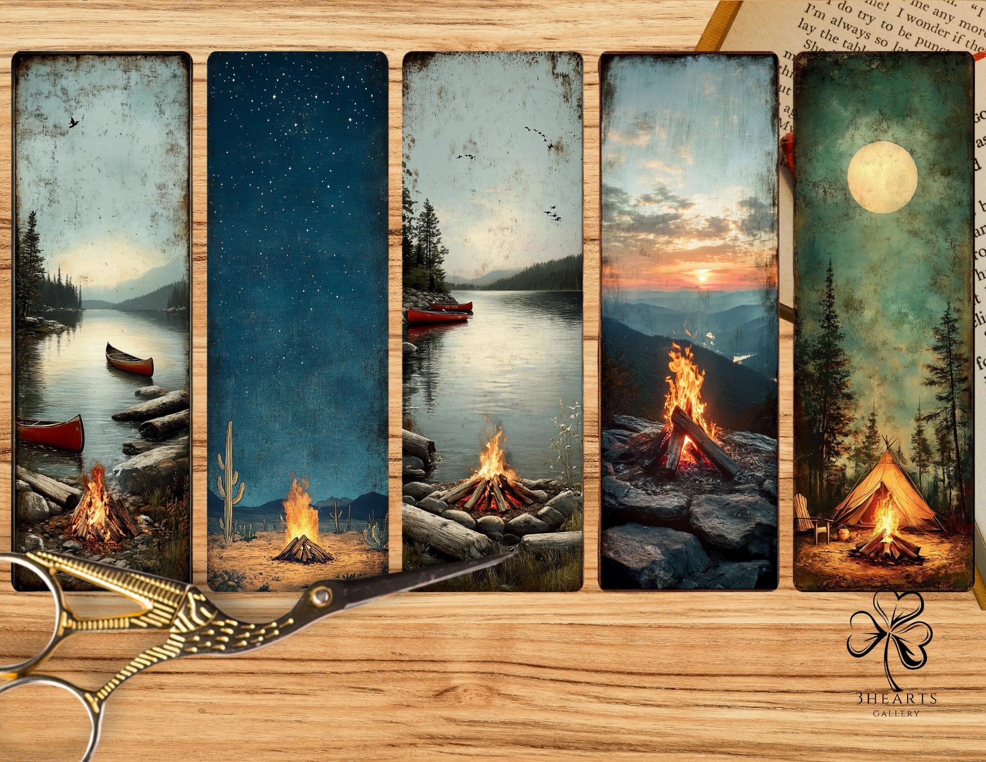 Camping Bookmark Printable JPG – Cozy Bonfire and Campfire Evening ...