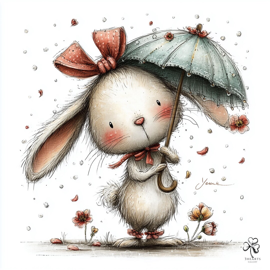 23 Whimsical Spring Bunny Clipart | Spring Flowers and Animals ...