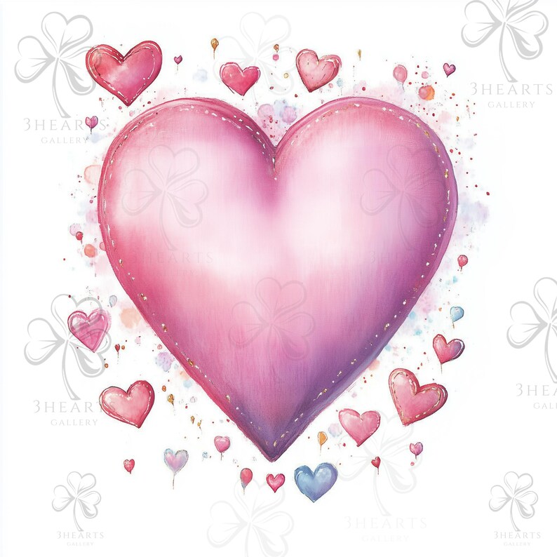 20 Watercolor Valentine Heart Clipart, Valentine's Day Clipart ...