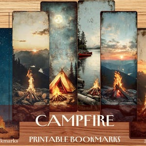 Camping Bookmark Printable JPG – Cozy Bonfire and Campfire Evening ...