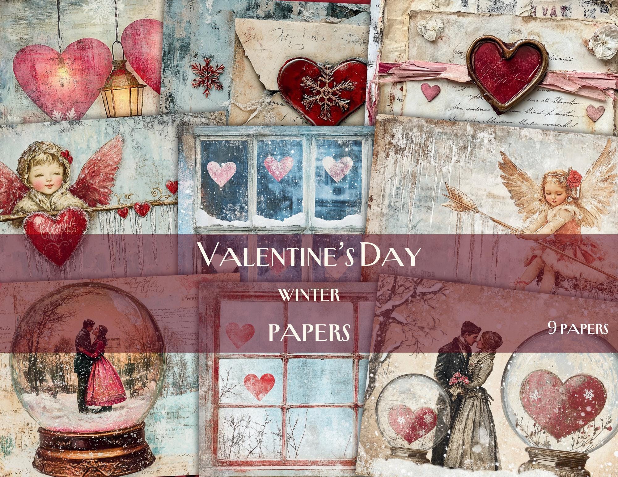 Valentine's Day Vintage Junk Journal Kit Papers Collage Digital ...