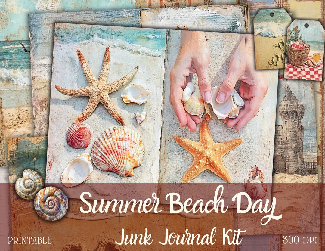 Beach Day Junk Journal Kit, Summer Season Junk Journal Pages and Papers ...
