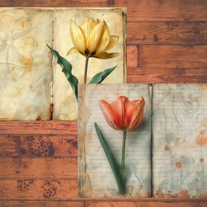 Vintage Tulip Journal Pages: Printable Collage Kit (PDF) - Etsy
