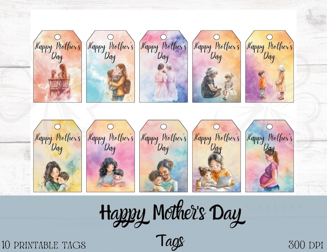 Happy Mother's Day Tags, Gift Wrapping Accents, Printable Tags, Pastel ...