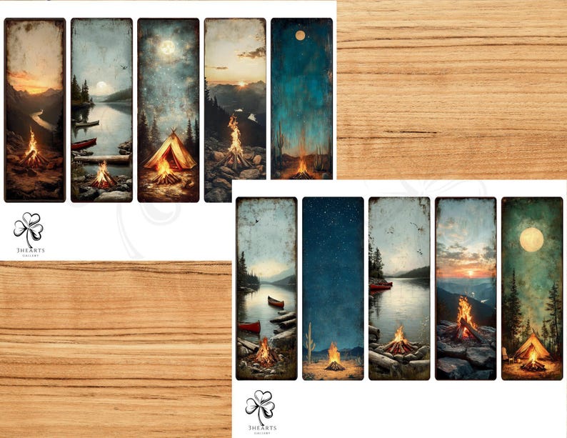 Summer Camping Printable Bookmarks, 10 JPG Campfire Evenings Bookmark ...