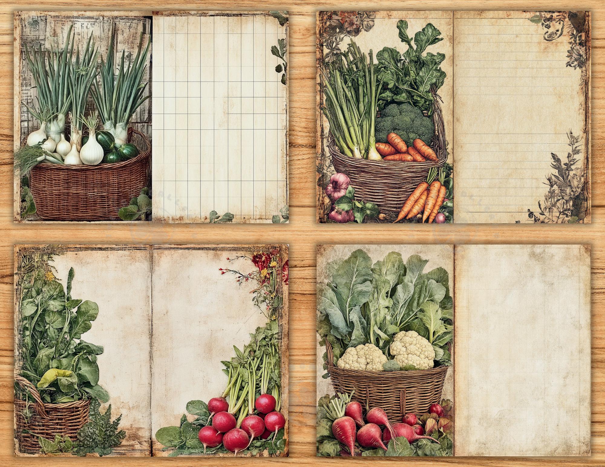 Spring Vegetable Harvest, Rustic Junk Journal Kit, Journal Pages ...