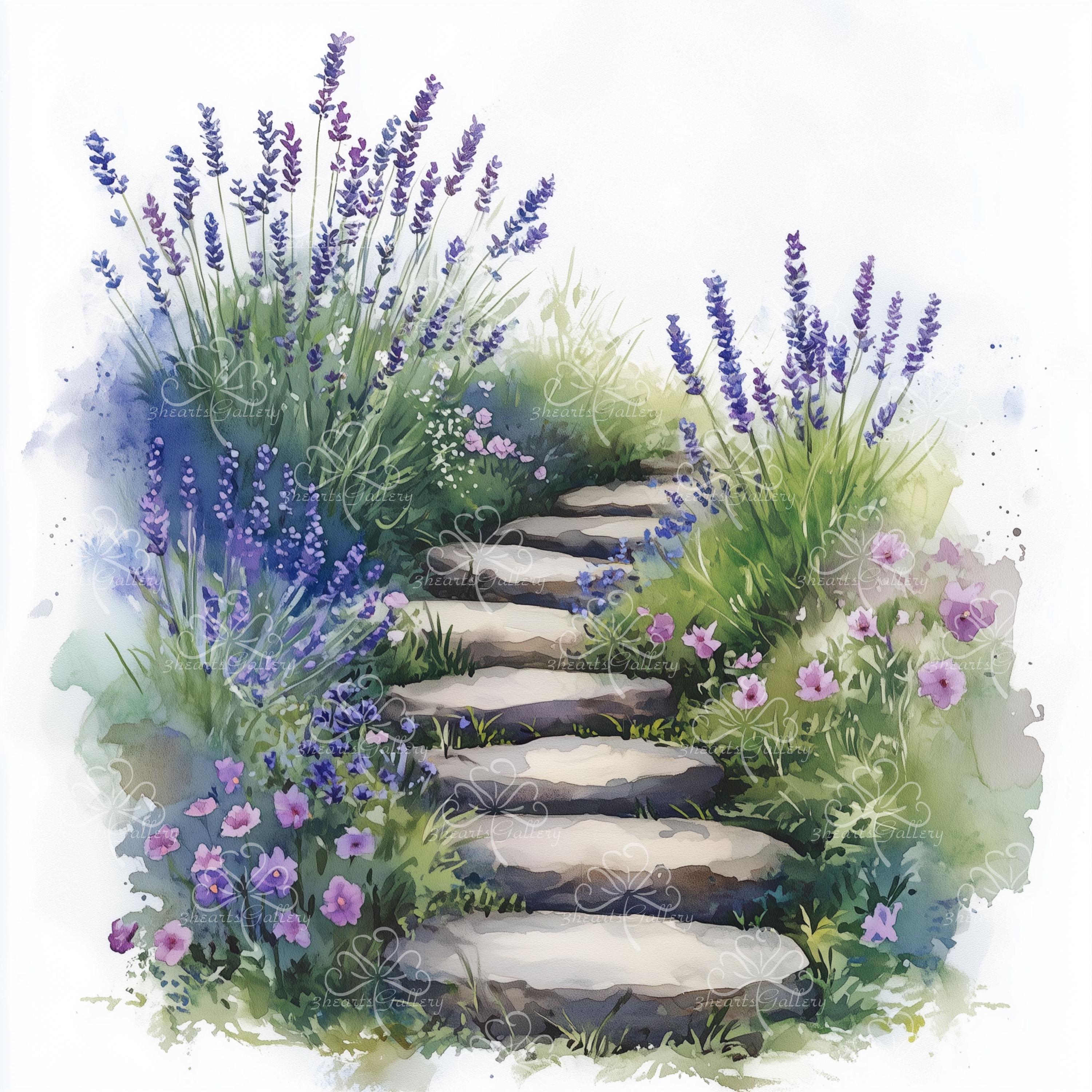20 Lavender and Bluebells Pathway Clipart | Spring Illustration Design ...