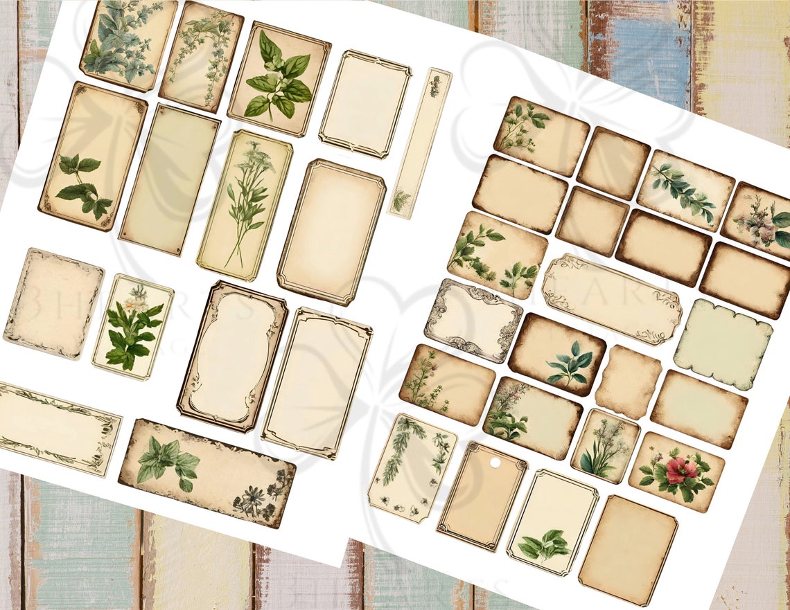 Herbal Labels, Botanical Labels, Digital Label Kit, Vintage, Blank ...