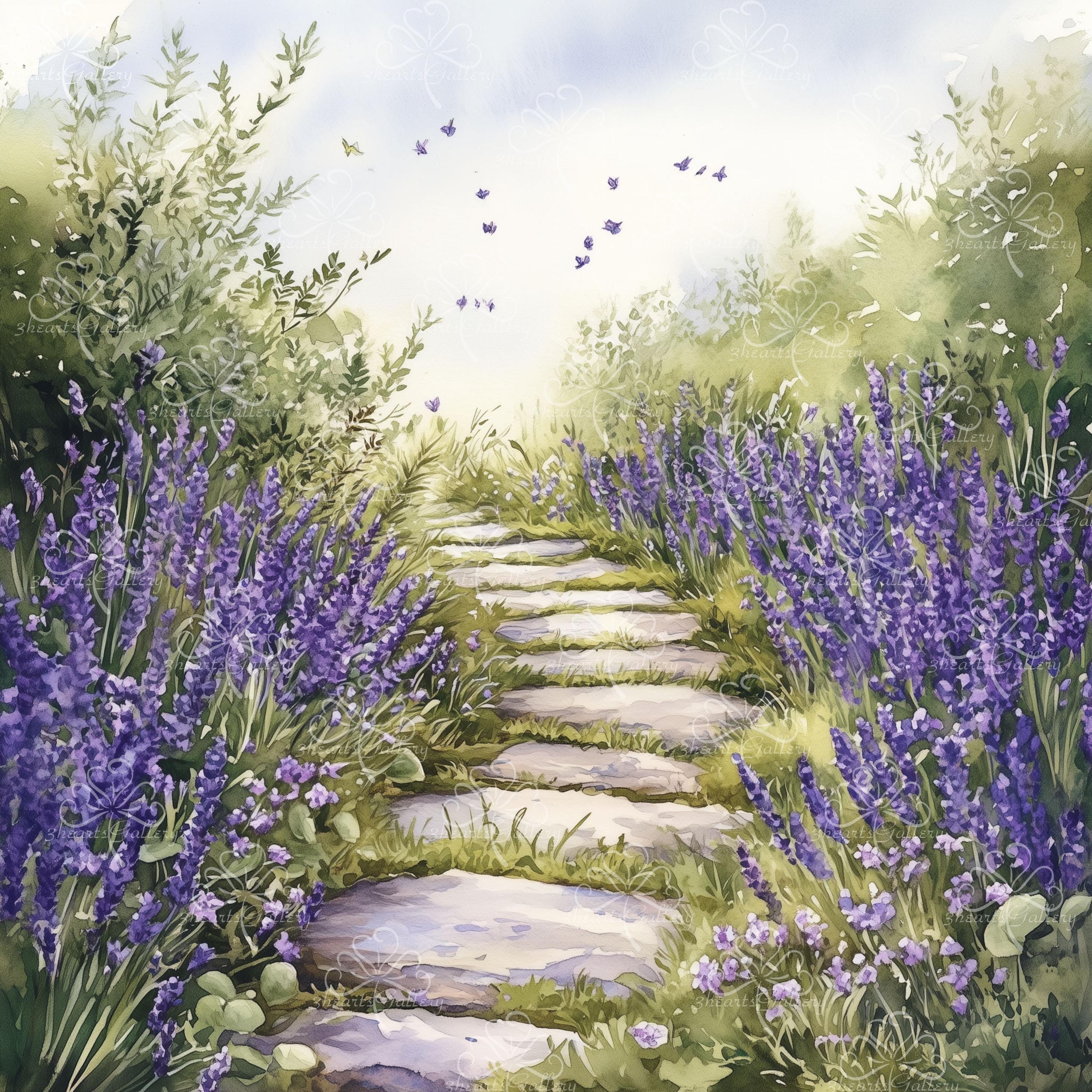 20 Lavender and Bluebells Pathway Clipart | Spring Illustration Design ...