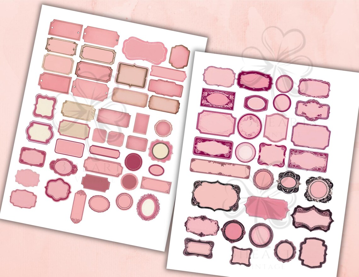 Vintage Pink Blank Labels: Ephemera for Junk Journal (digital Download ...