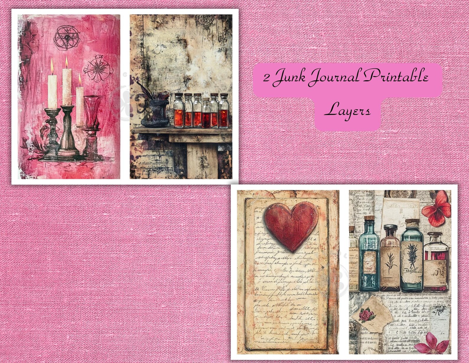 Valentine's Day Love Potions Junk Journal Printable Kit Digital ...