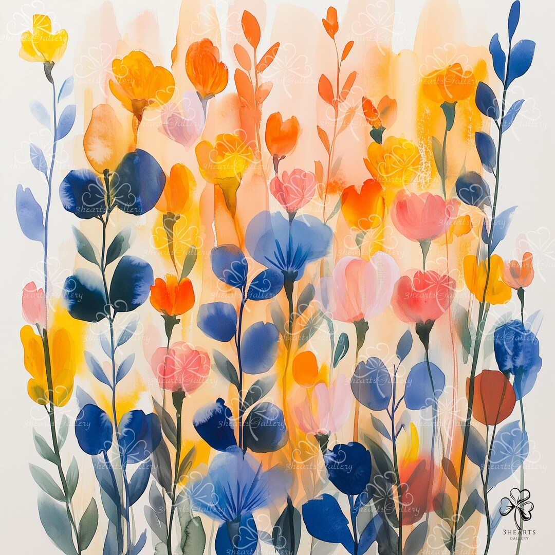 14 Abstract Flower Field Clipart | Floral Field Flowers Illustration ...