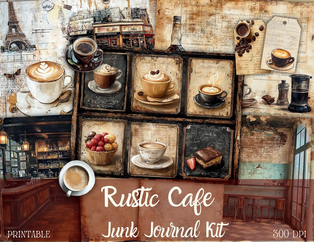 Rustic Cafe Junk Journal Kit: Vintage Coffee Ephemera (digital Download ...