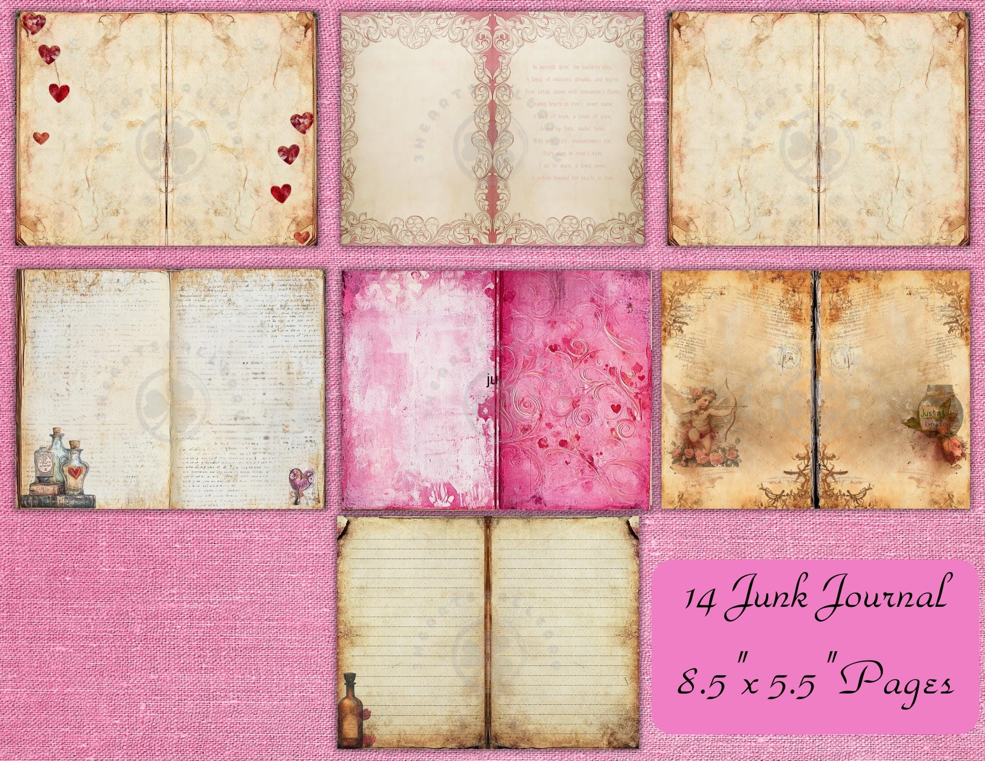 Valentine's Day Love Potions Junk Journal Printable Kit Digital ...