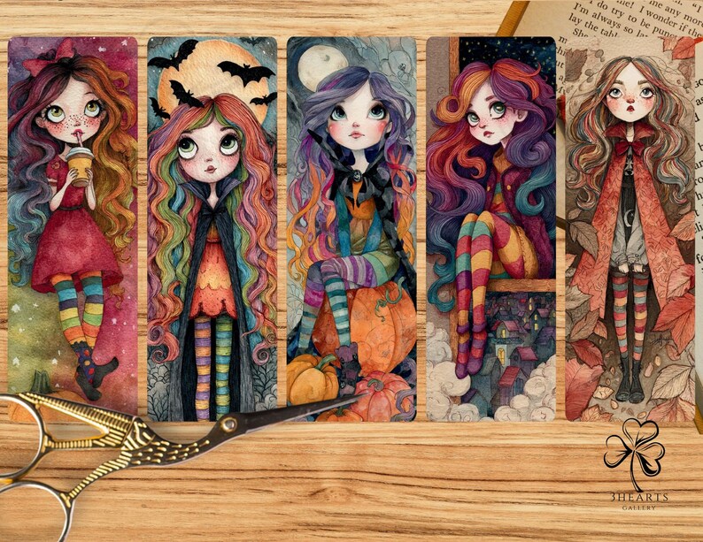 10 Whimsical Vampire Printable Bookmarks, Digital Download JPG Bookmark ...