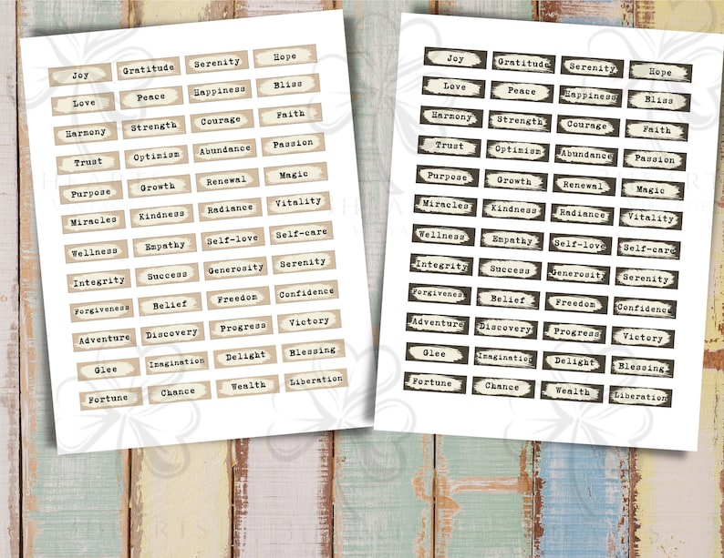 Positive Words & Phrases, Digital Words, Embellishments for Junk ...