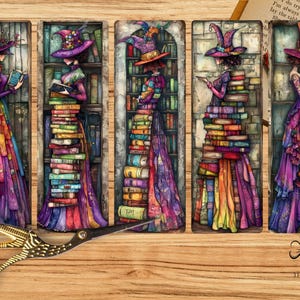 10 Librarian Witch Printable Bookmarks | Digital Download JPG Bookmark ...