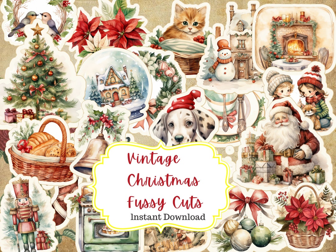 Vintage Christmas Fussy Cuts: Printable Ephemera Stickers (PDF) - Etsy