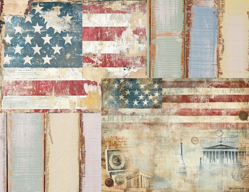 America Junk Journal Kit Patriotic 4th of July Papers Independence Day ...