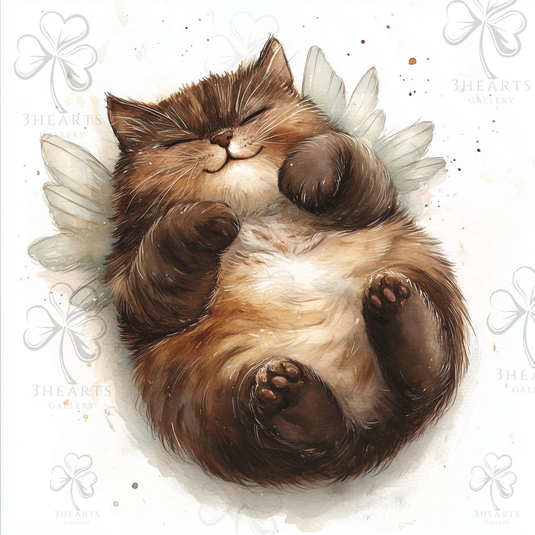 20 Chubby Brown Cats With Wings Clipart | High Quality Jpgs | Digital ...