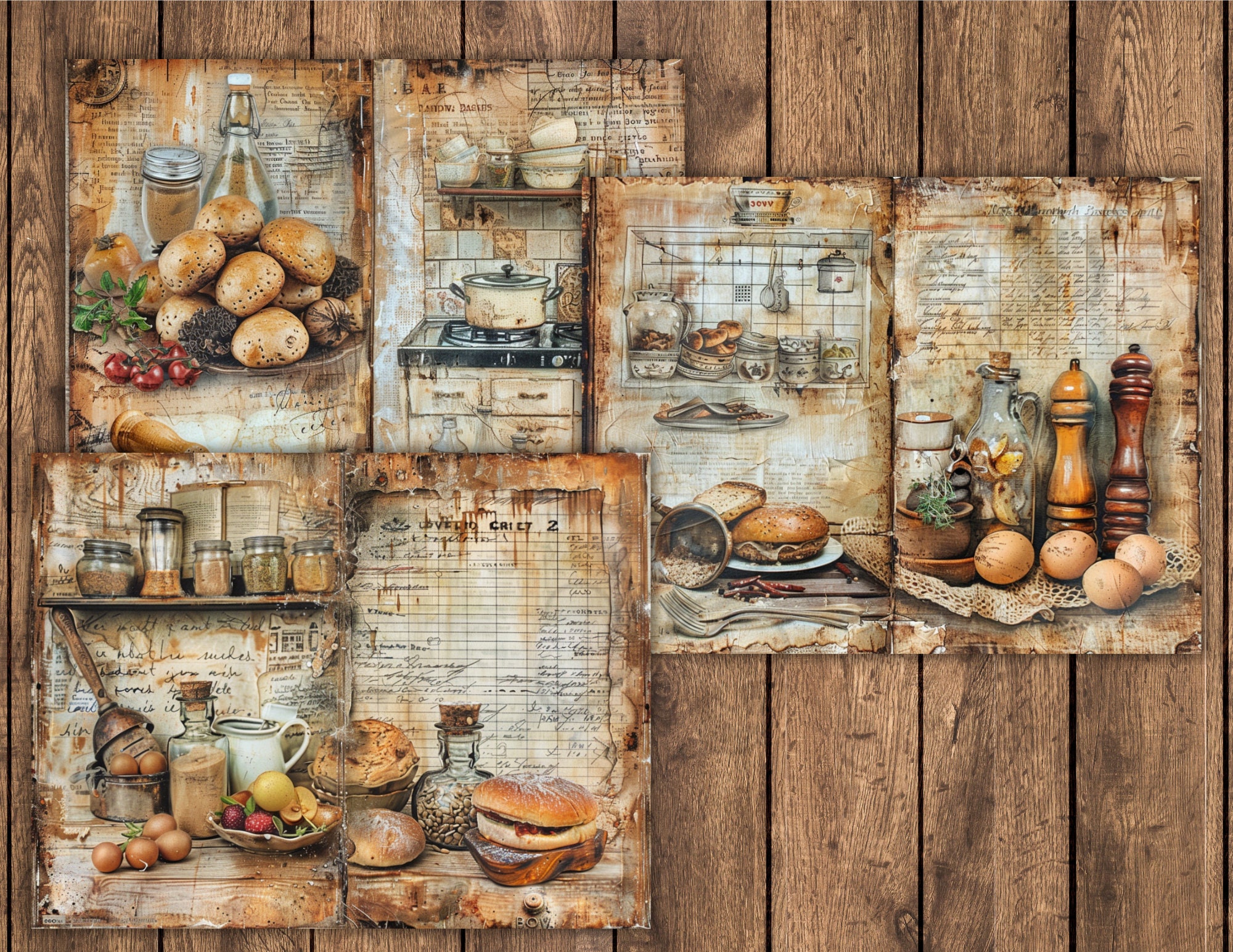 Cooking and Baking Junk Journal Pages, Kitchen, Vintage, Scrapbook ...