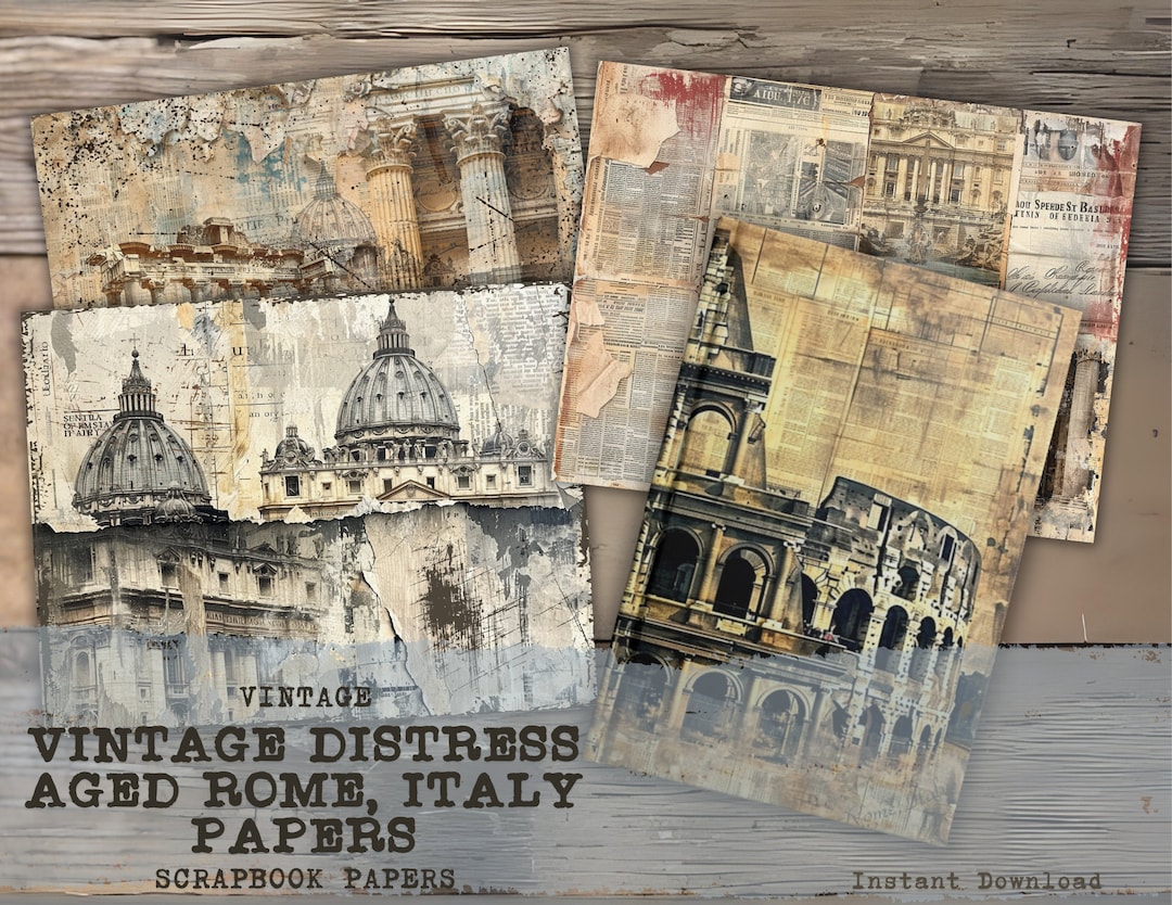 Vintage Rome Italy Scrapbook Paper: Aged Collage Sheets (PDF, JPG) - Etsy