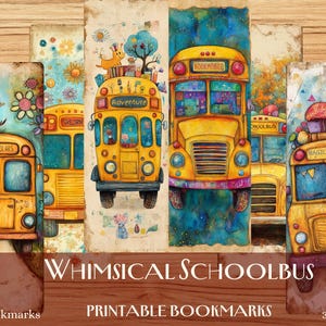 10 Whimsical School Bus Printable Bookmarks, Digital Download JPG ...