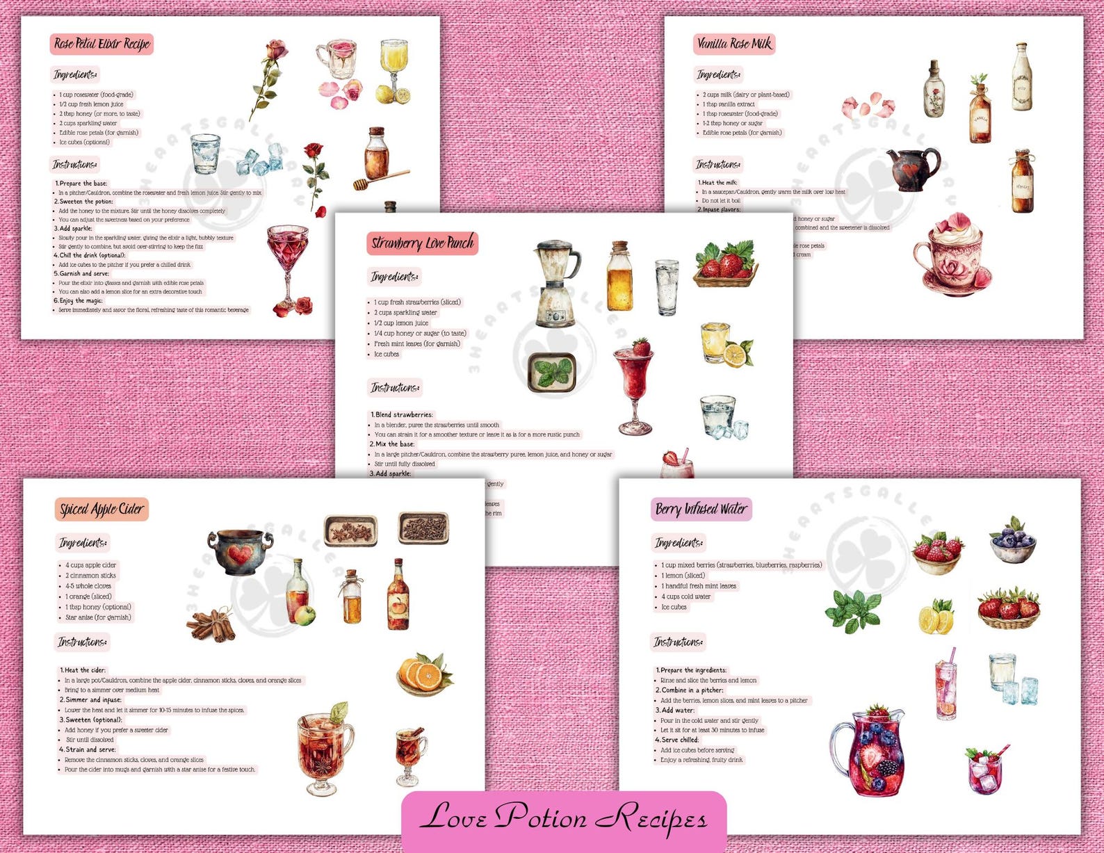 Valentine's Day Love Potions Junk Journal Printable Kit Digital ...