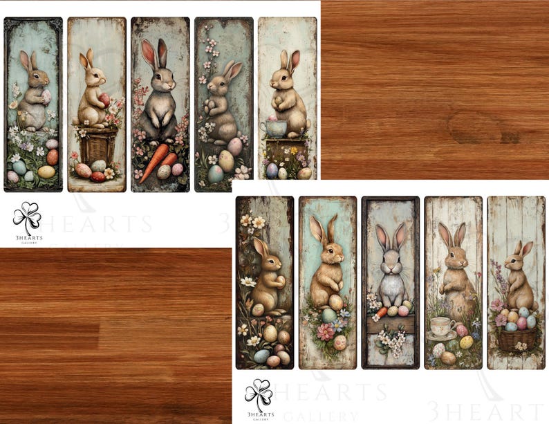 10 Easter Bunnies Printable Bookmarks, Download JPG Bookmark Sheets ...
