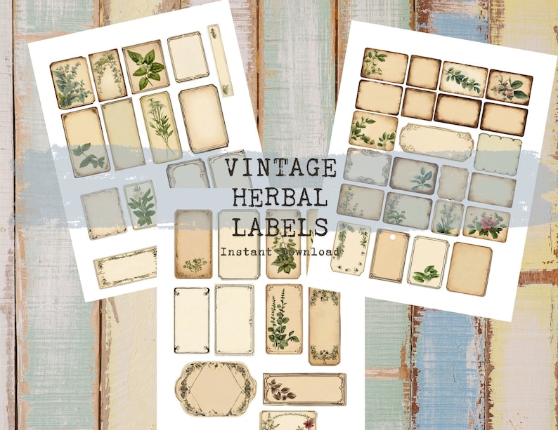 Herbal Labels, Botanical Labels, Digital Label Kit, Vintage, Blank ...