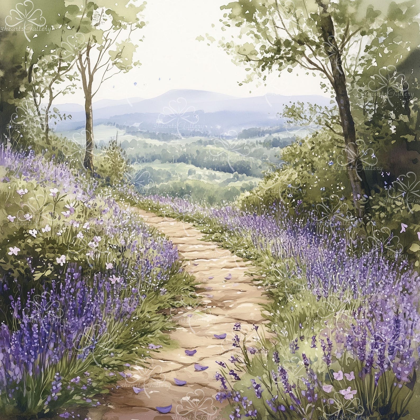 20 Lavender and Bluebells Pathway Clipart | Spring Illustration Design ...