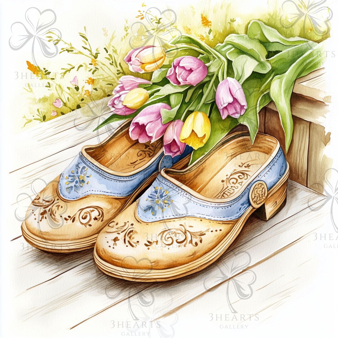 20 Spring Clogs Tulips Clipart | Cottagecore Tulip Illustration ...