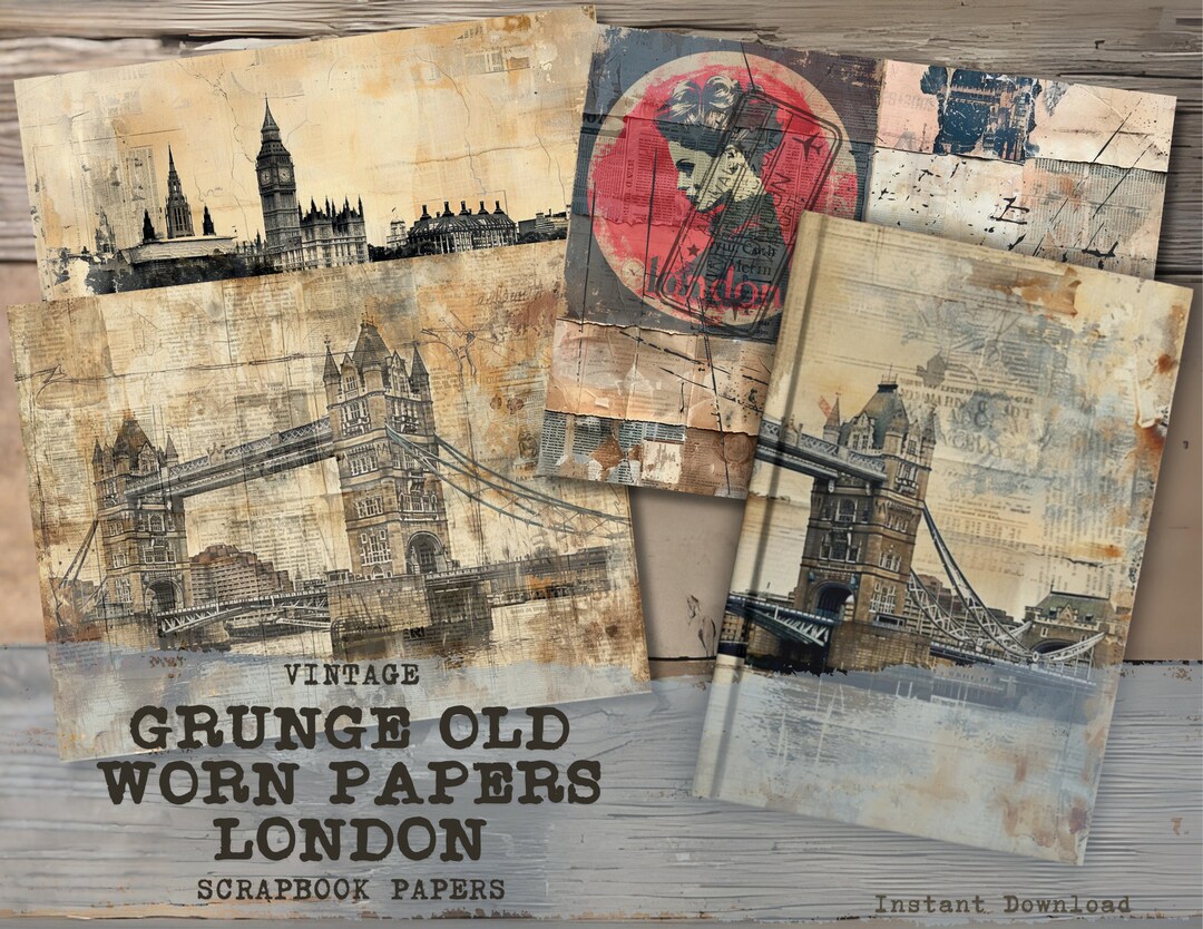 Vintage London Grunge Papers: Junk Journal Ephemera (digital Download ...